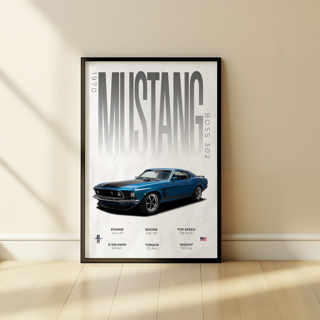 Mustang Boss 302 Poster, Car Posters, Old School Cars, Mustang Poster ...