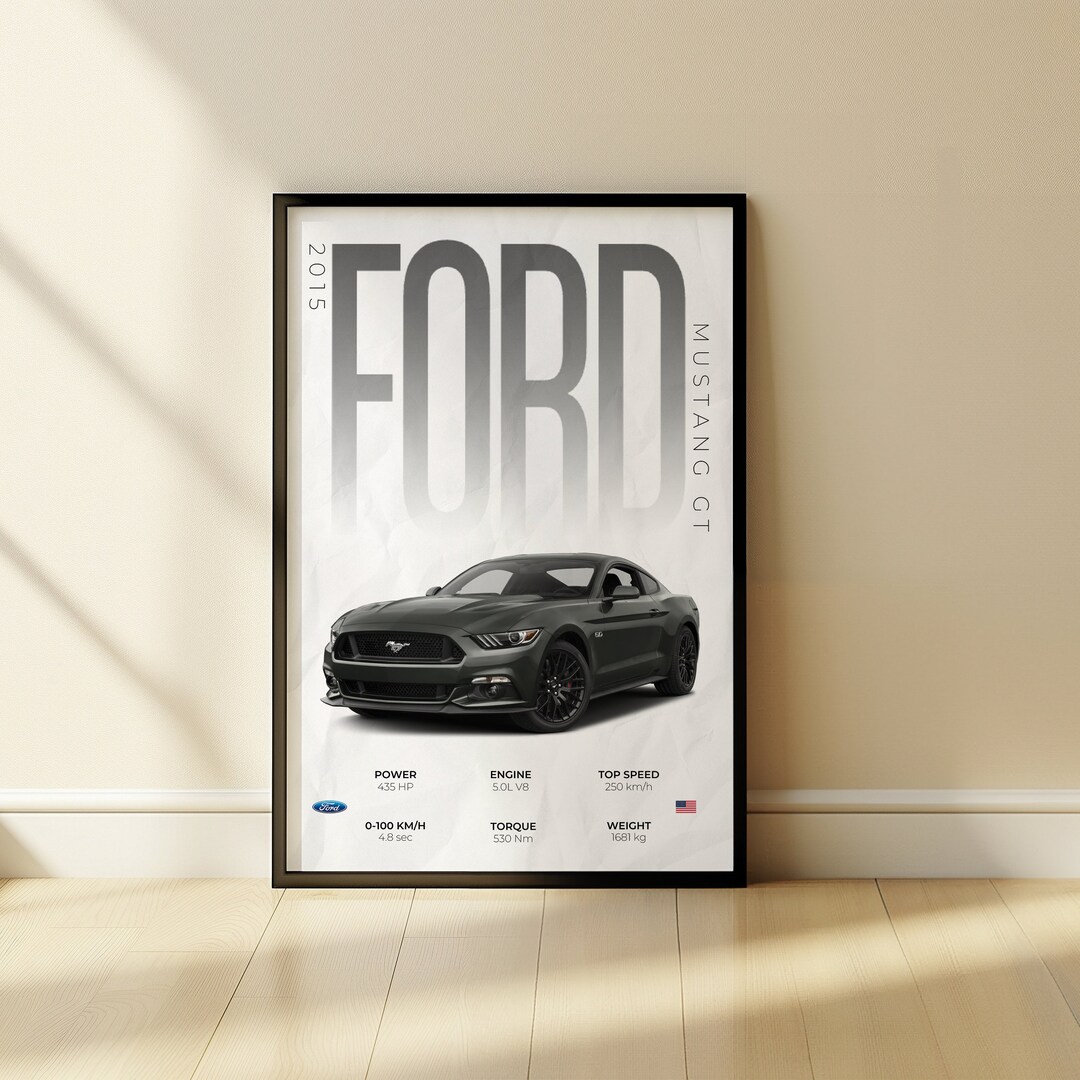 Ford Mustang GT Poster, Car Posters, Cars, Wall Decor, Home Decor ...