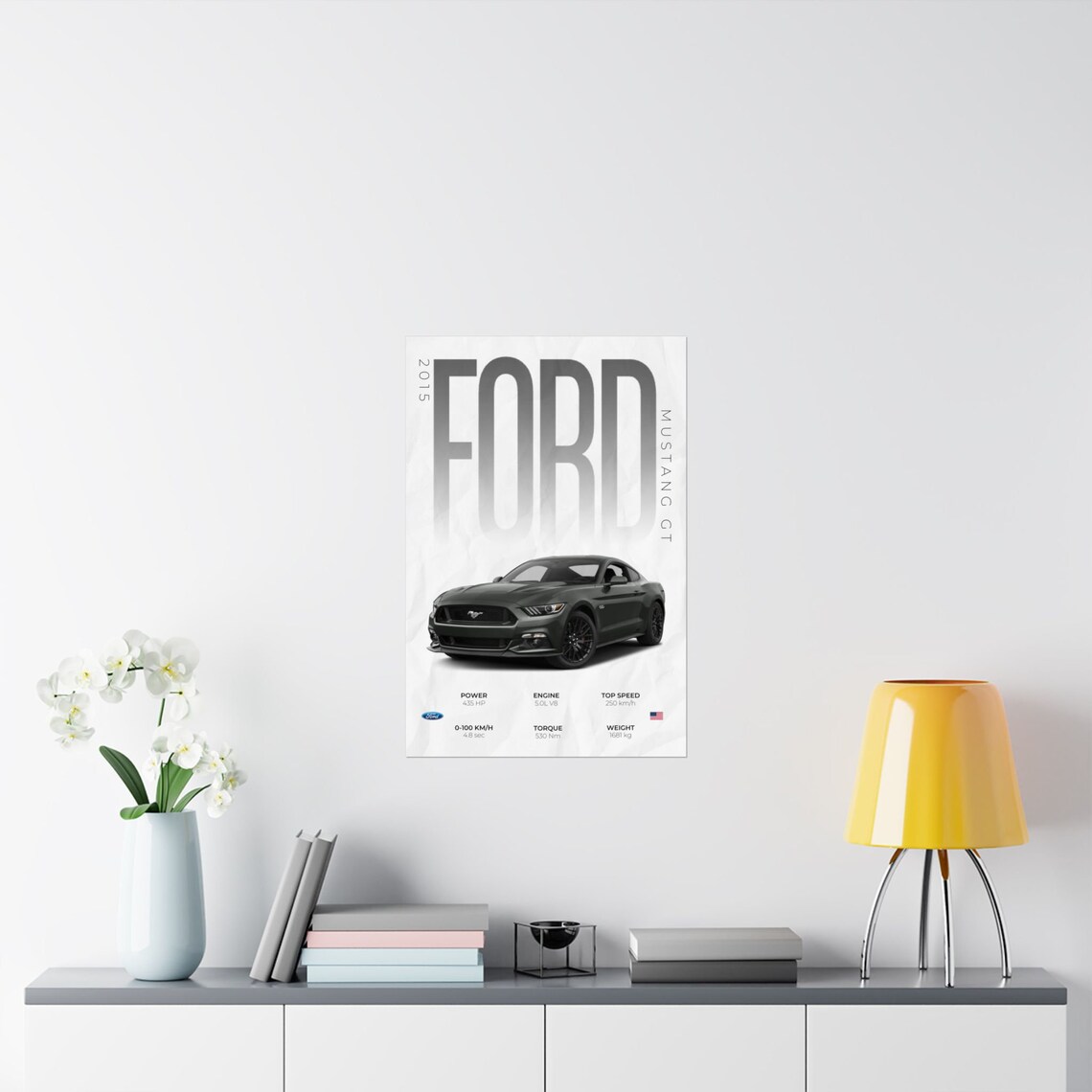 Ford Mustang GT Poster, Car Posters, Cars, Wall Decor, Home Decor ...