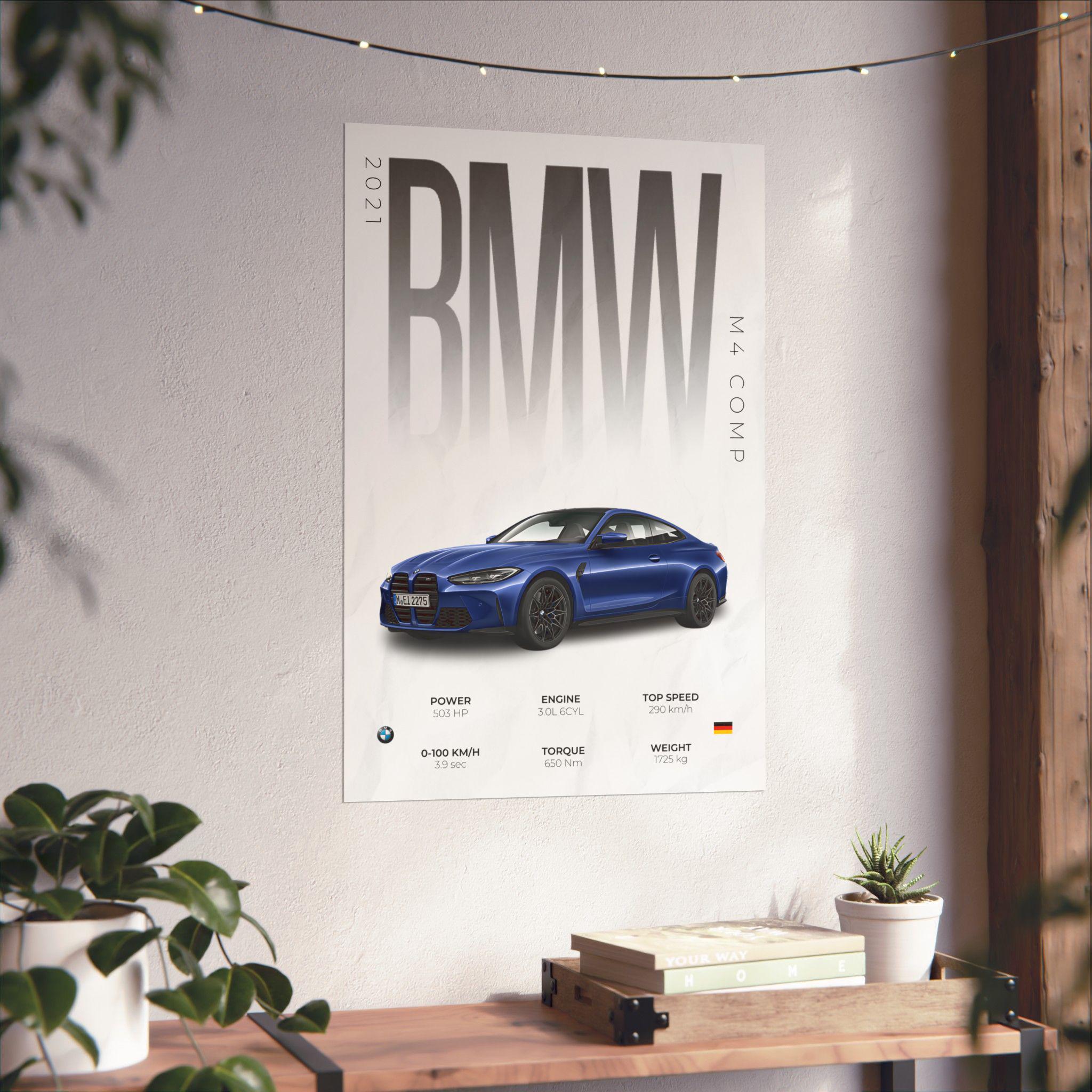 BMW M4 Competition Poster, Car Posters, Cars, Wall Decor, Home Decor ...