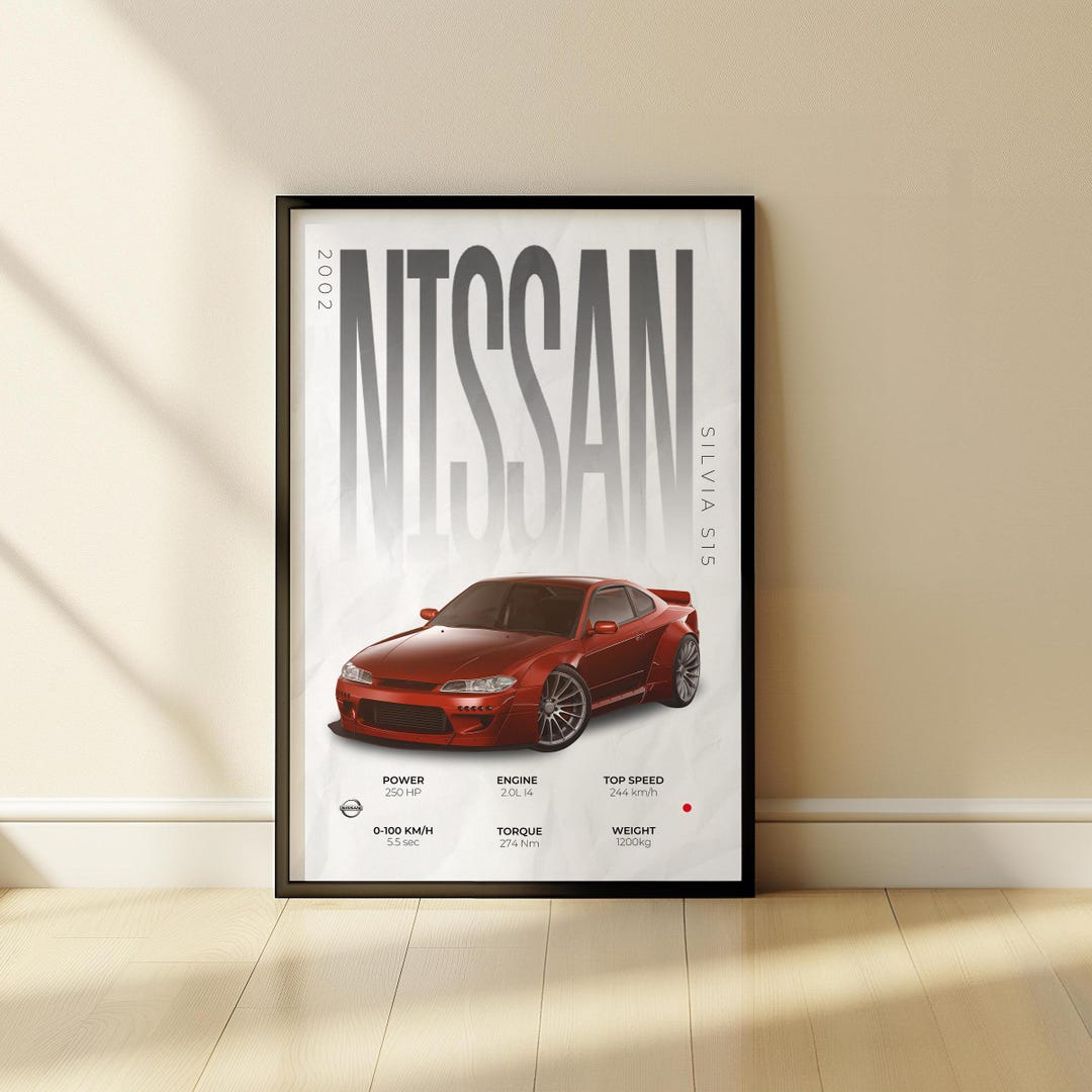 Nissan Silvia S15 Poster, Car Posters, Cars, Wall Decor, Home Decor ...