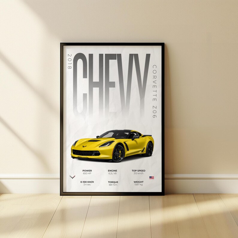 Chevy Corvette Z06 Poster, Car Posters, Car Decor, Wall Decor, Room ...