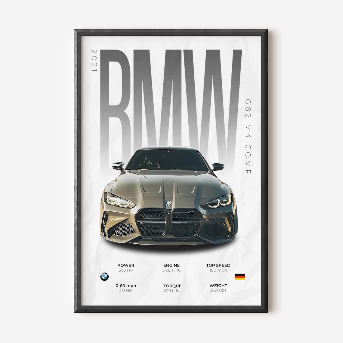 BMW G82 M4 Comp Poster caleb Senzel Spec, Car Posters, Cars, Wall Decor ...