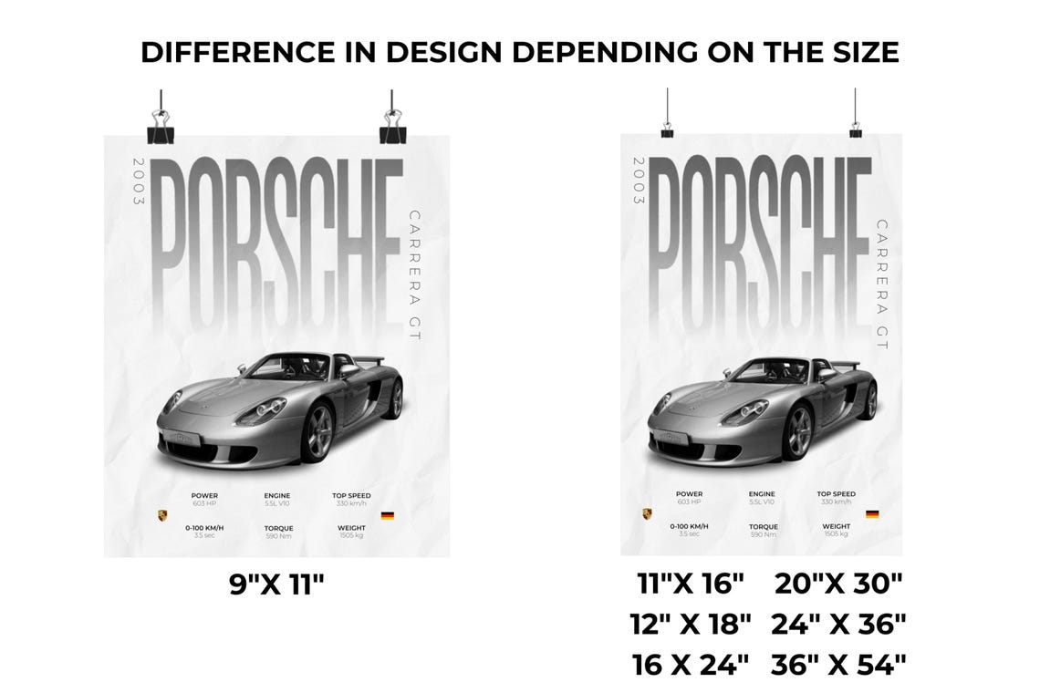 Porsche Carrera GT Poster, Car Posters, Car Decor, Wall Decor, Room ...