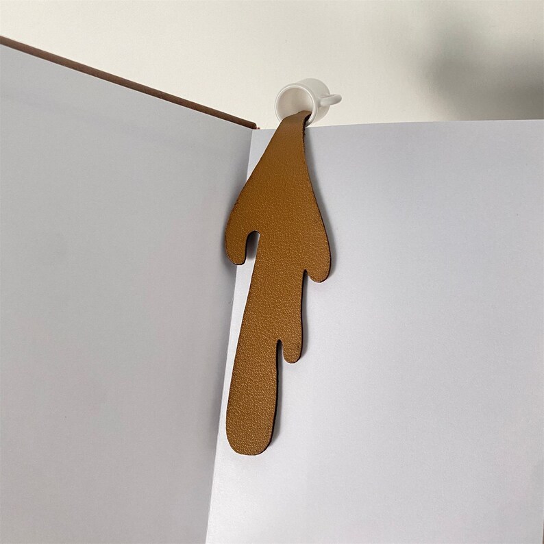 3D Spilled Coffee Leather Bookmark, Cute Book Gift, Gift for Coffee ...