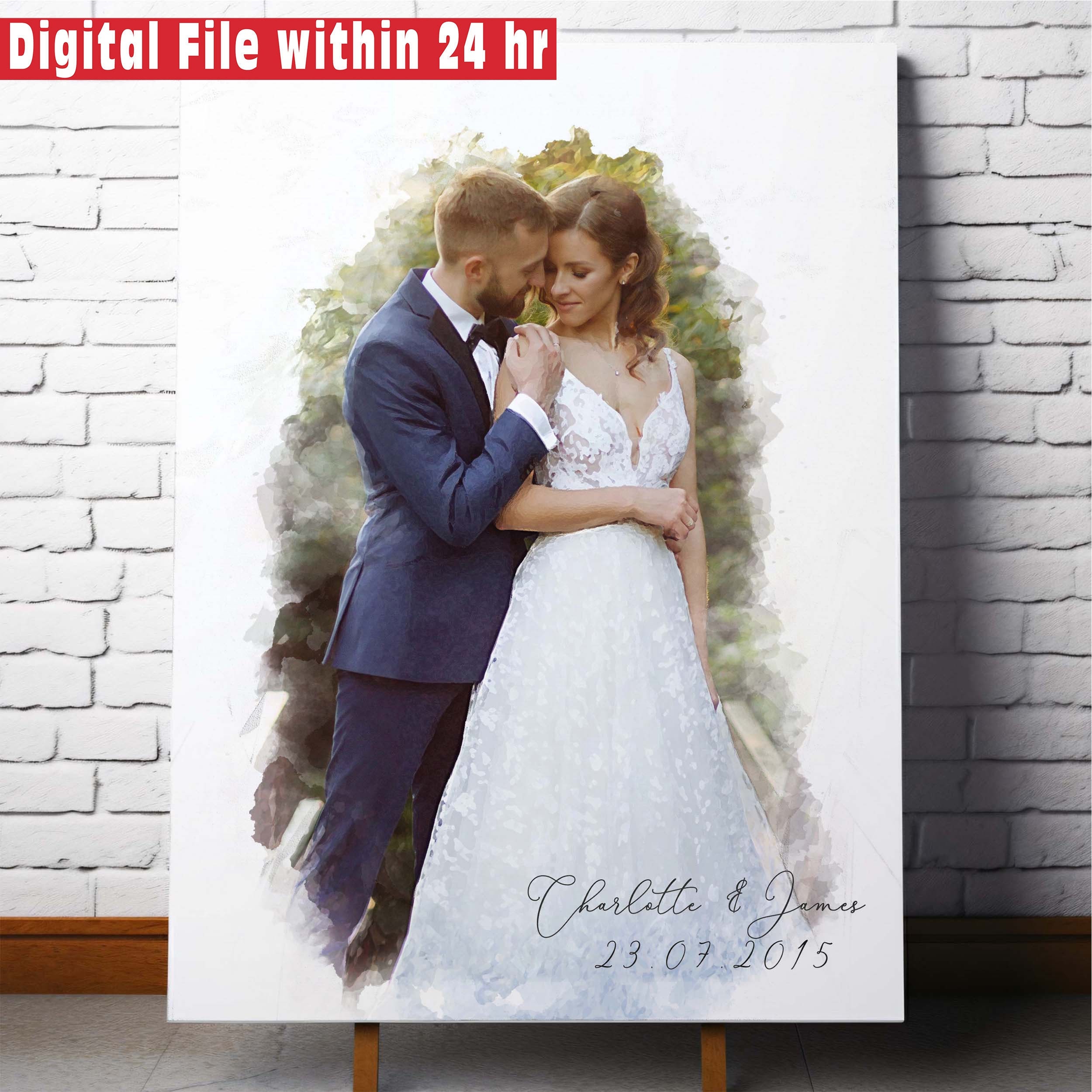 Custom Wedding Painting From Photo, Personalized Watercolor Portrait ...