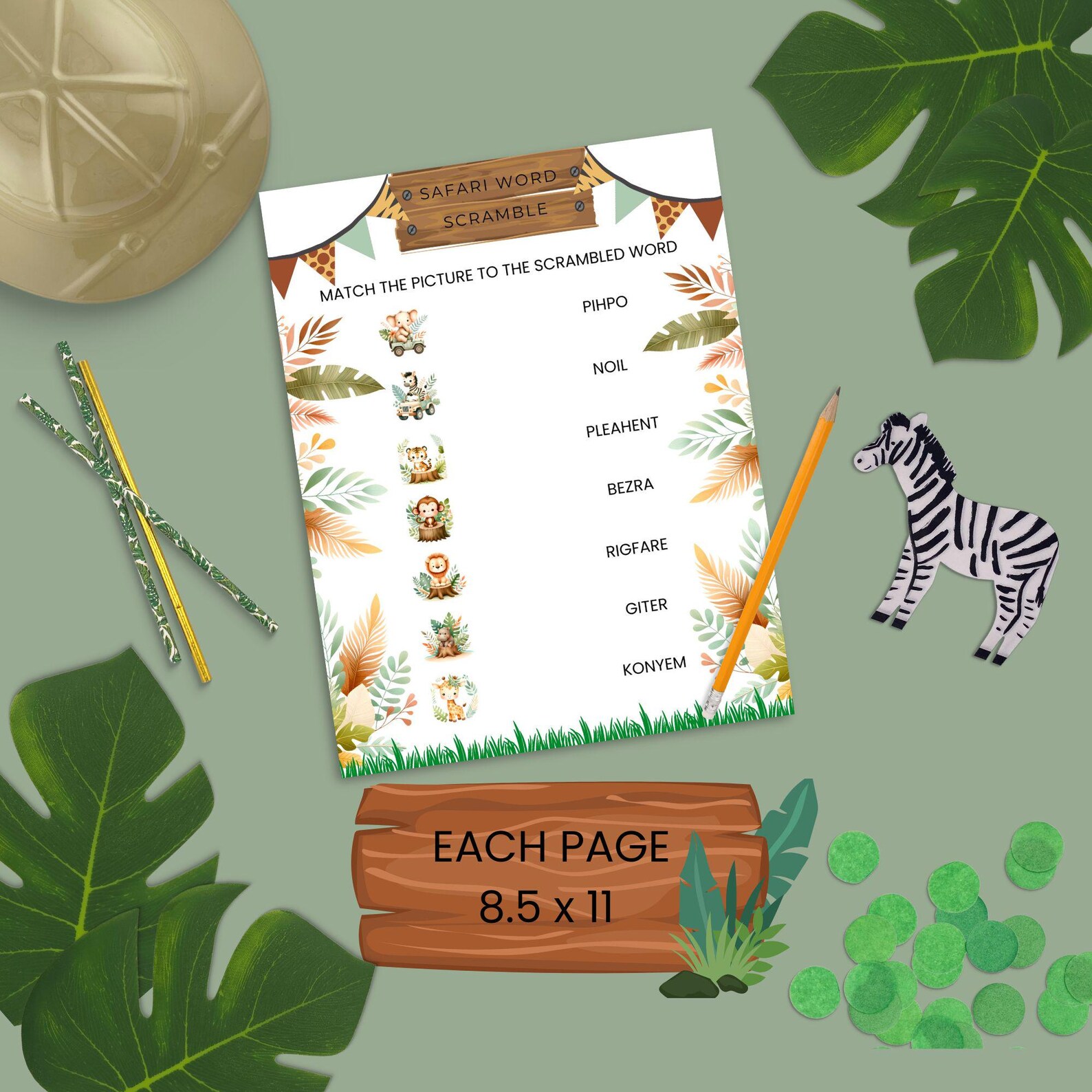 Safari-themed Kids Activity Pages, Birthday Party Fun, Instant Download ...