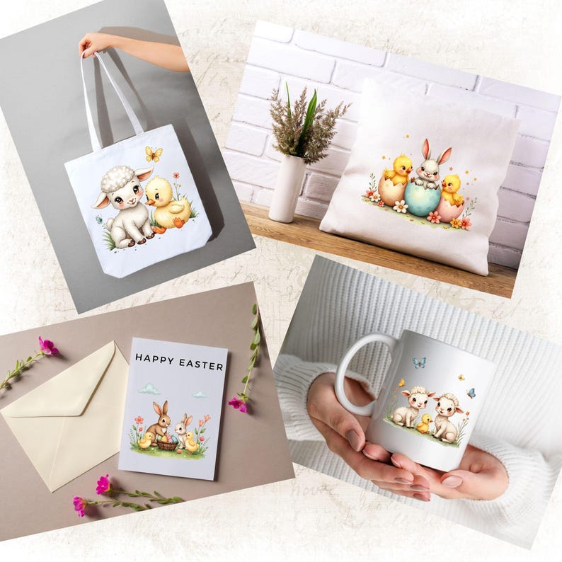 Easter Bunny Clipart, Spring Animals Clipart, Easter Chicks & Lambs ...