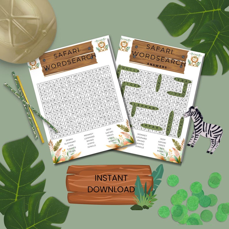 Safari-themed Kids Activity Pages, Birthday Party Fun, Instant Download ...