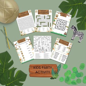 Safari-themed Kids Activity Pages, Birthday Party Fun, Instant Download ...