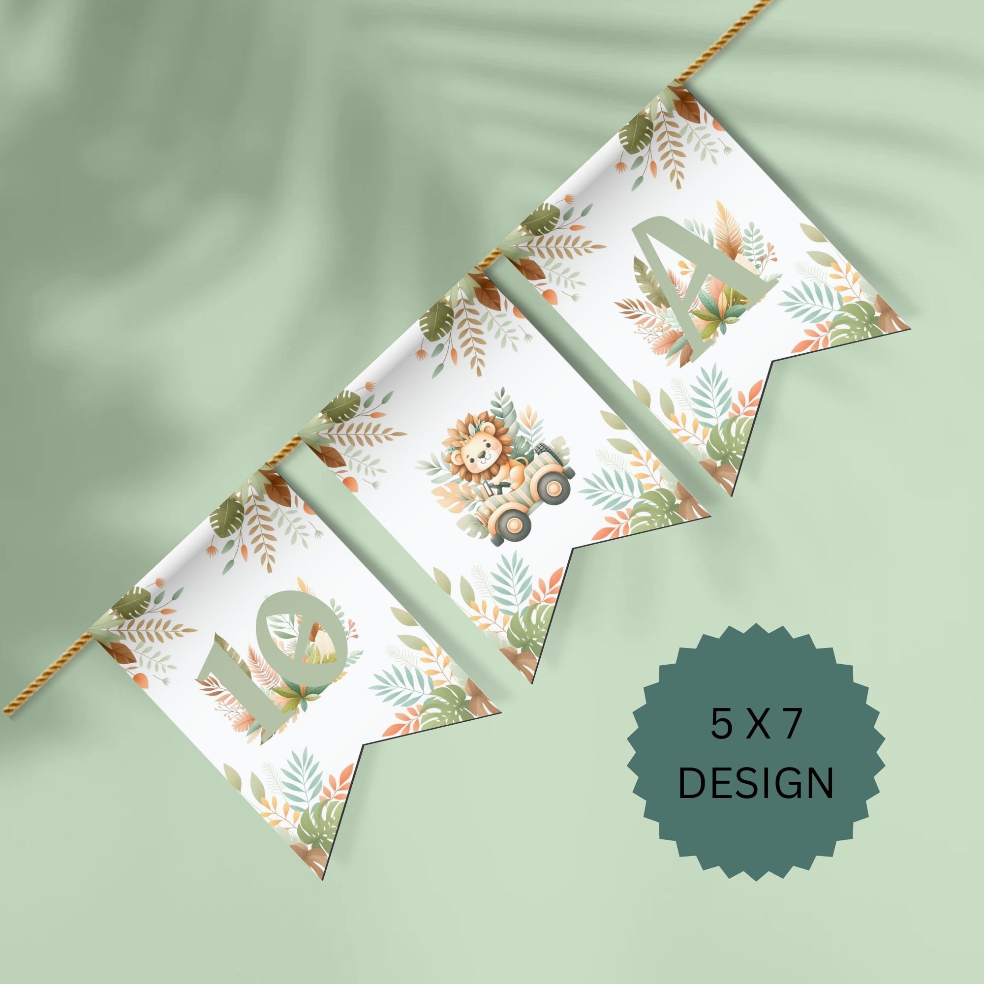 Editable Safari Bunting, Kids Birthday Decor, Boys Age 1-10, Canva ...