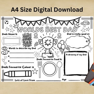 Fathers Day, Kids Colouring Page, Printable Kids, Fathers Day DIY ...