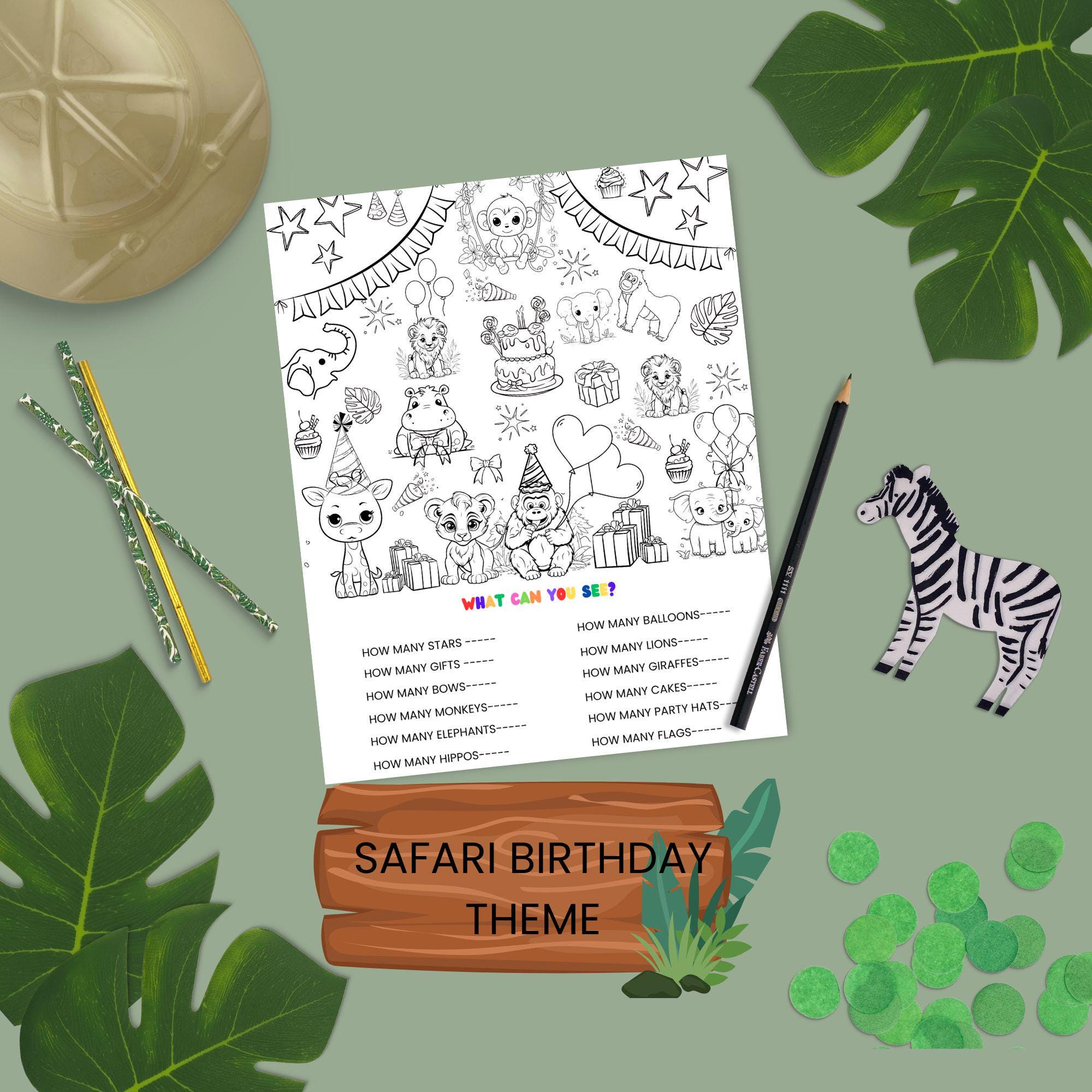 Safari-themed Kids Activity Pages, Birthday Party Fun, Instant Download ...