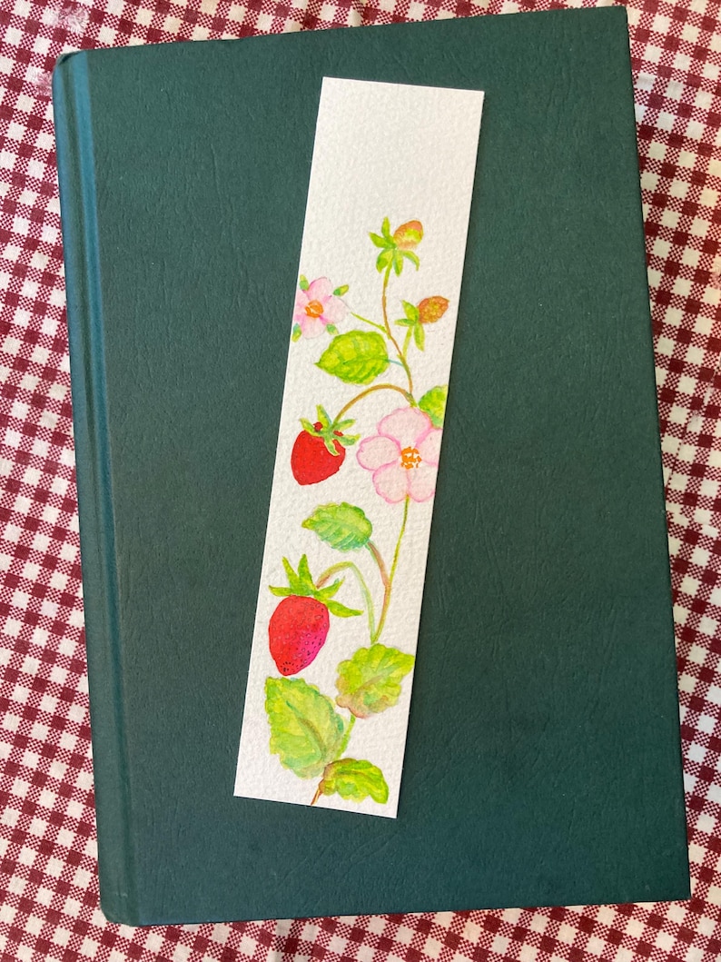 Hand Painted Strawberry Bookmark - Etsy