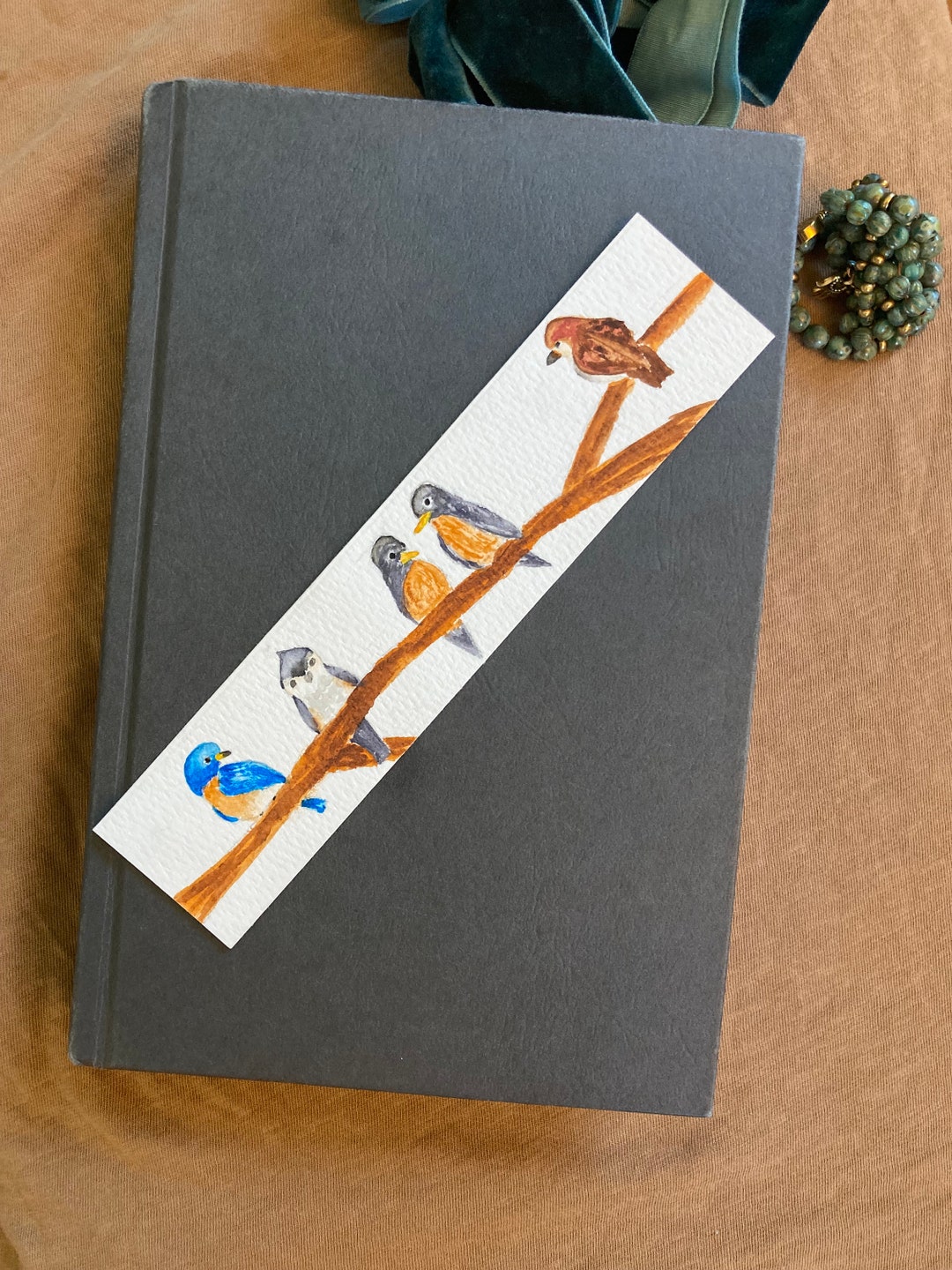 Hand Painted Birds on a Branch Bookmark - Etsy