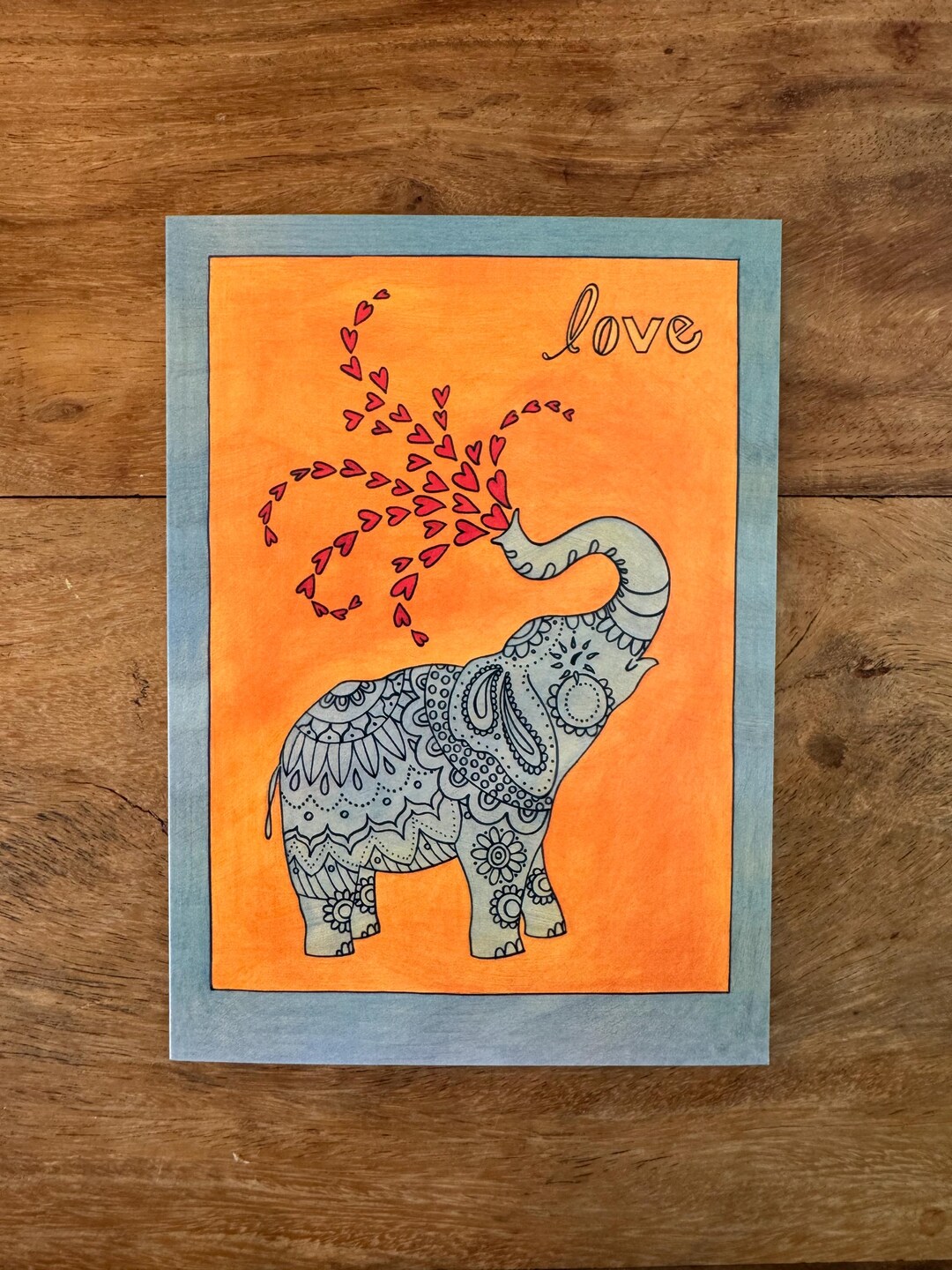 Elephant Note Card Love Greeting Card Strength Notecard Kindness ...