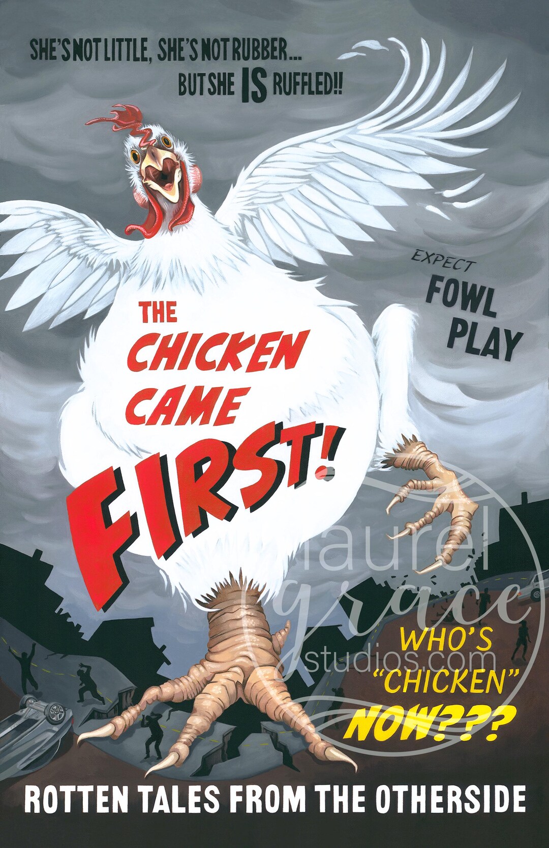 Chicken Art the Chicken Came First Sci Fi Fowl Science Fiction Movie ...