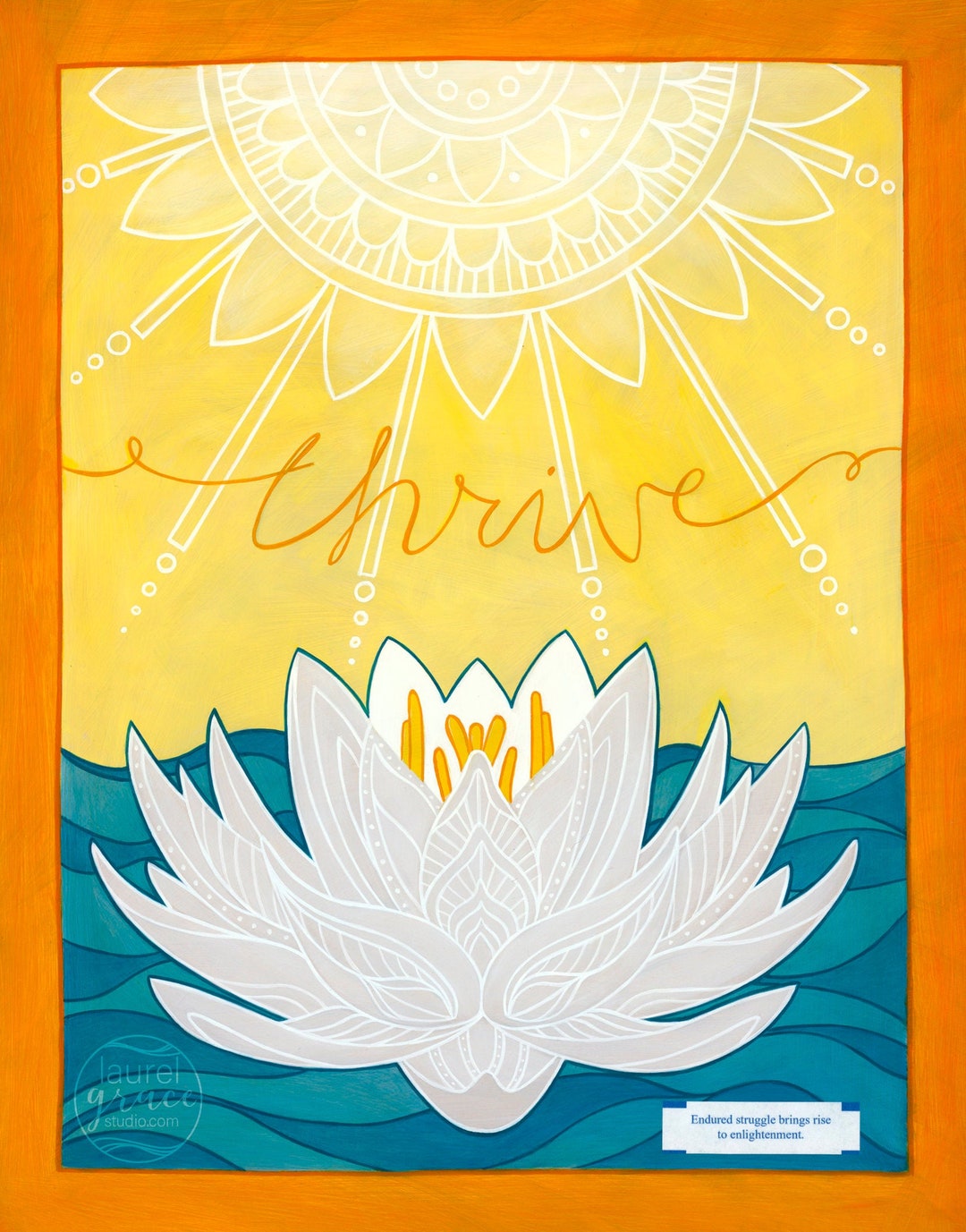 Lotus Flower Mandala Art Print Inspired by Fortune Cookie; “thrive”; Matted - Etsy