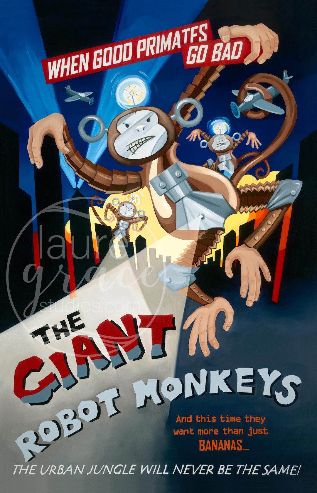 Robot Monkeys Sci Fi Sci-fi Science Fiction Movie Poster Art - Etsy UK