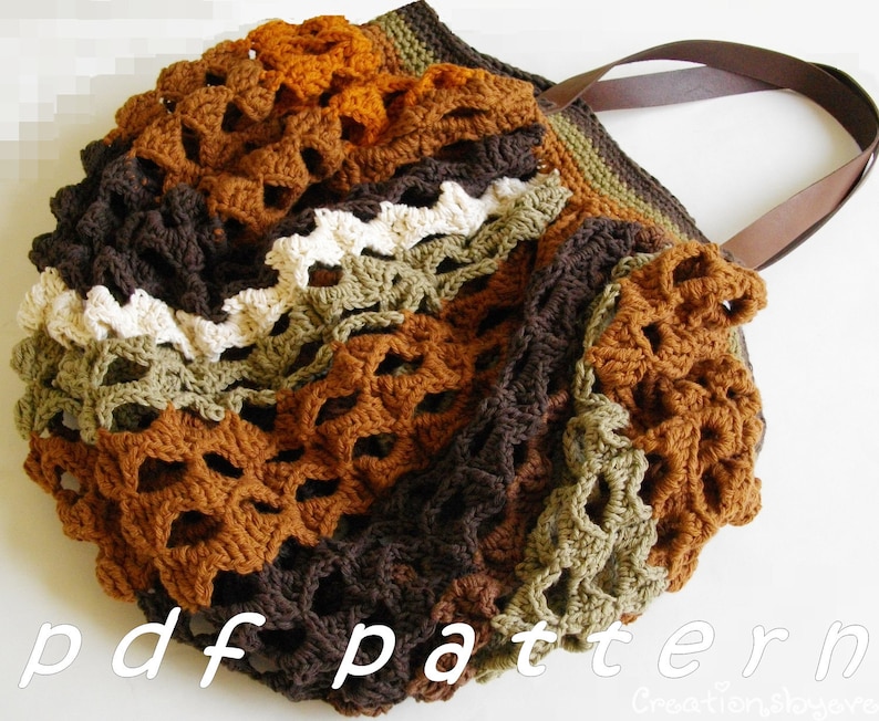 Striped Crochet Hobo Market Bag PDF Pattern - Etsy