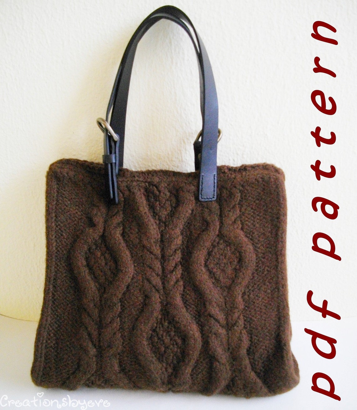 Brown Cabled Bag - Pdf Pattern - Etsy