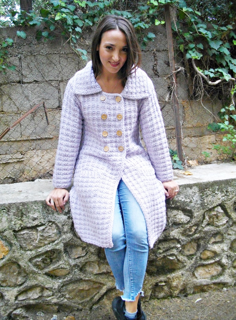 PDF Knitting Pattern, Knitted Coat, Jacket, Hand Knitted Coat,womens ...