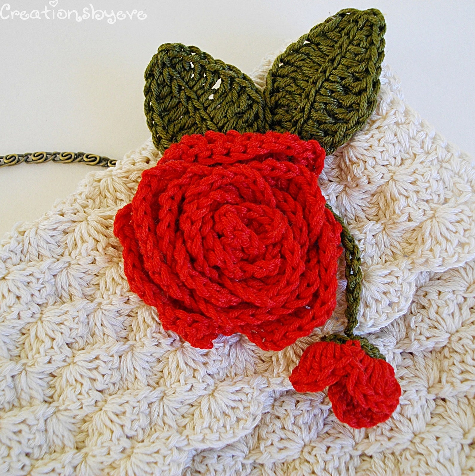 Ecru Crochet Purse With Rose Embellishment PDF Pattern - Etsy