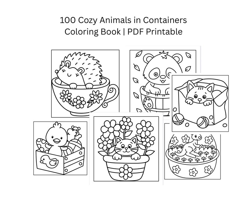 100 Pages Cute Animal Coloring Book for Kids – Cozy Creatures in ...