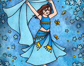 Belly Blue Belly Dancer Digital File for Printing at Home Belly Dance ...