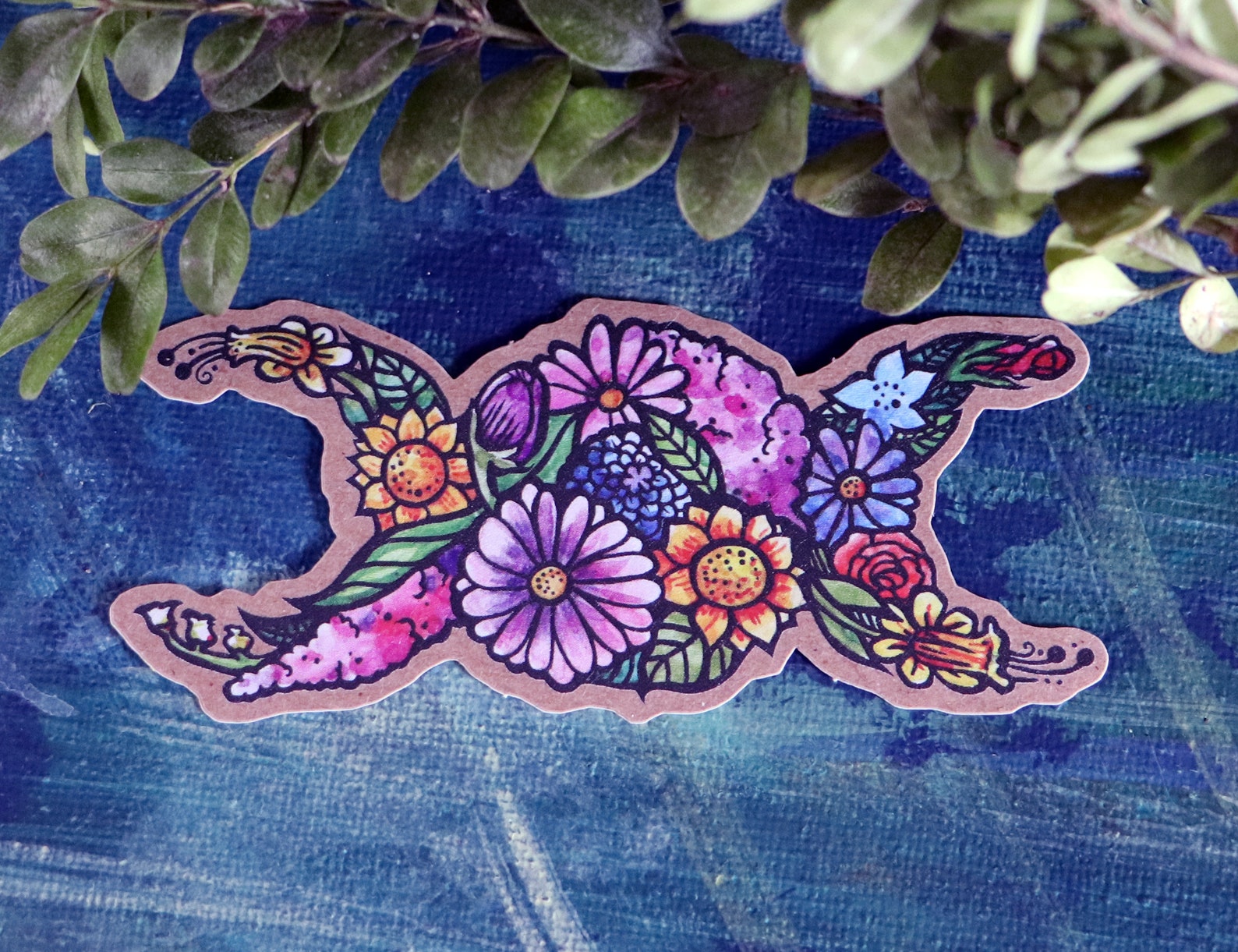Triple Moon Symbol Kraft Paper Sticker Art by Lacy Chenault Green Witch ...