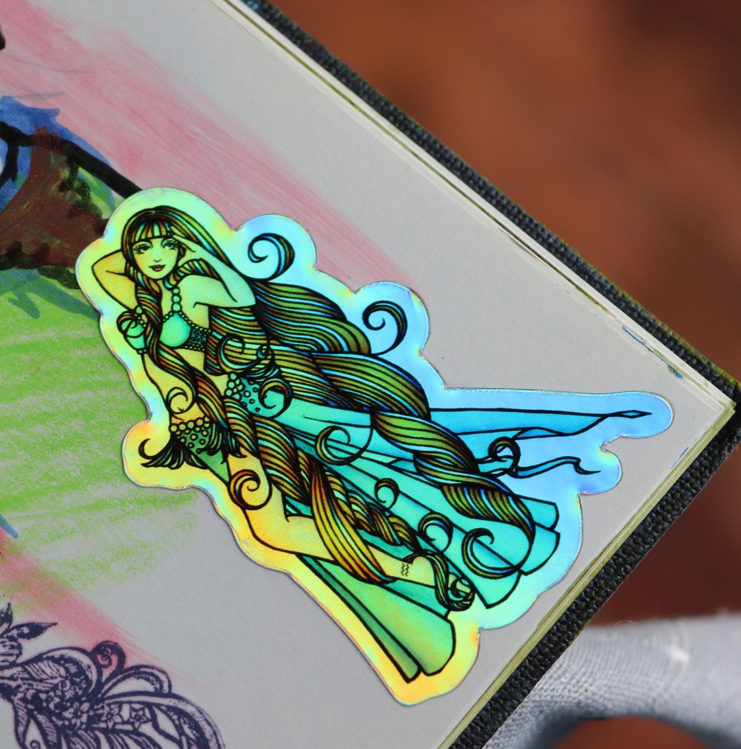 Holographic Aquarius Sticker Belly Dance Astrology Sticker Art by Lacy ...