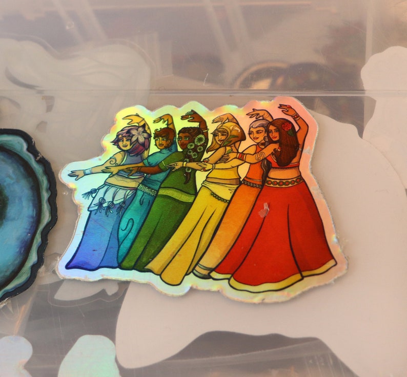 Holographic Rainbow Belly Dancer Sticker Art by Lacy Chenault - Etsy