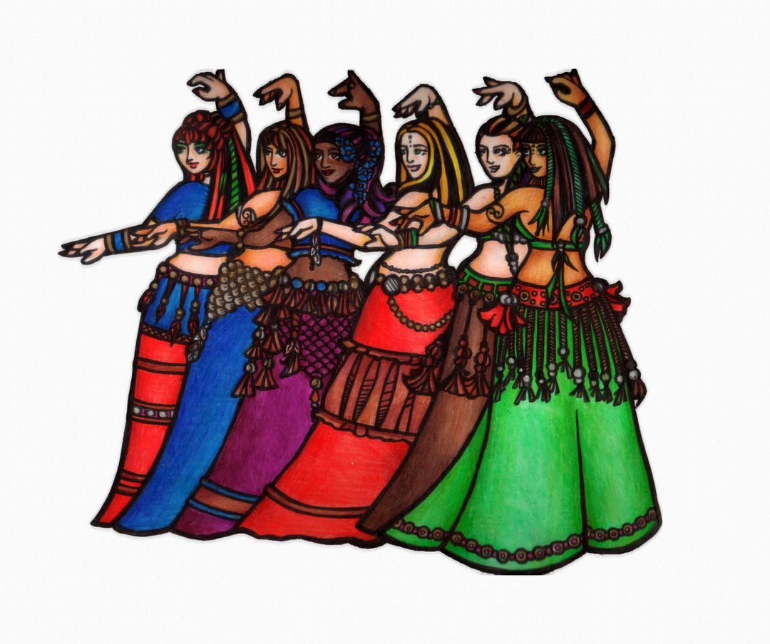 Tribal Line Belly Dancer Digital File for Printing Rainbow Belly ...