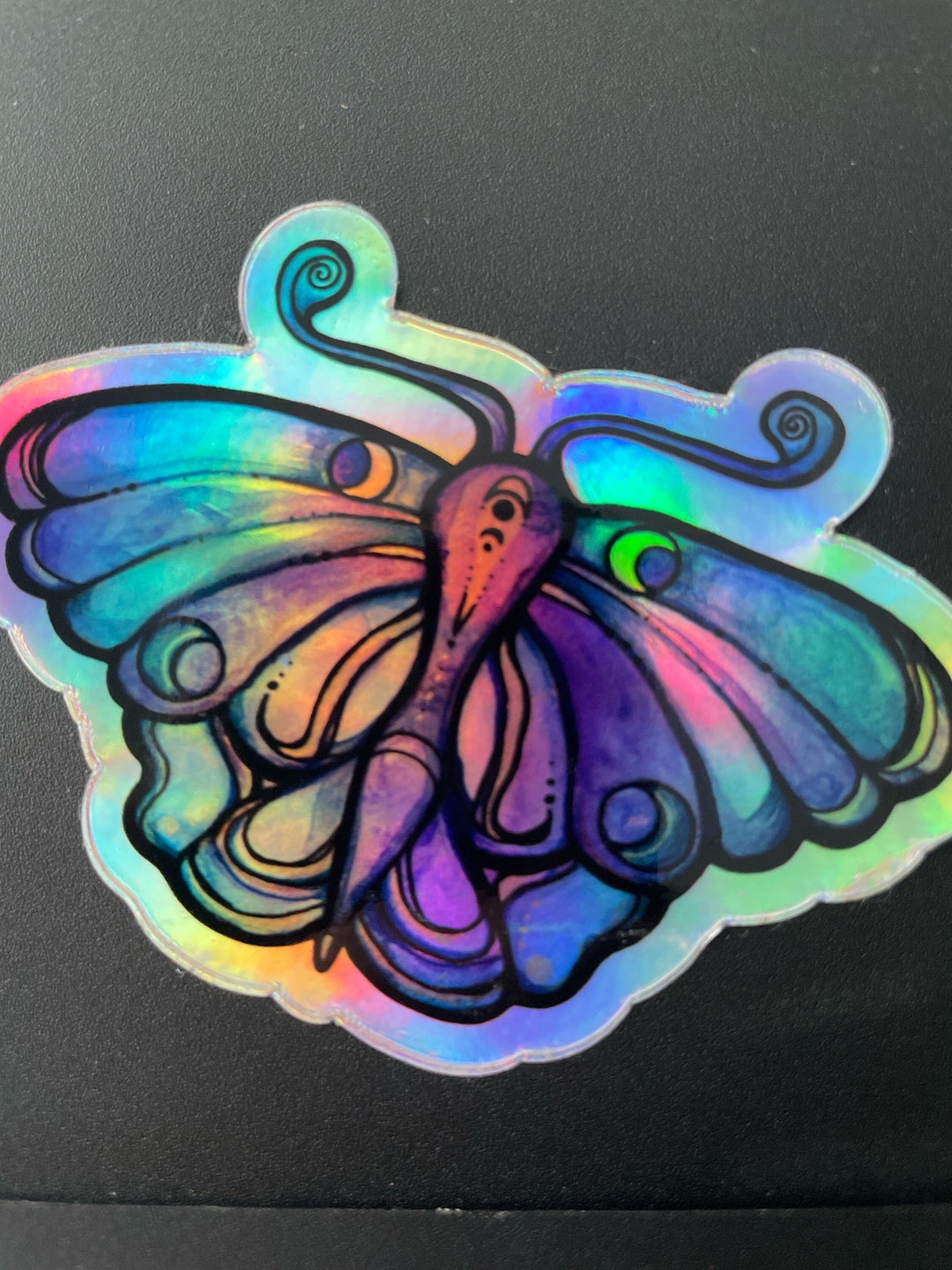 Holographic Luna Mother Sticker Art by Lacy Chenault Holo Moon Witch Purple Moth - Etsy