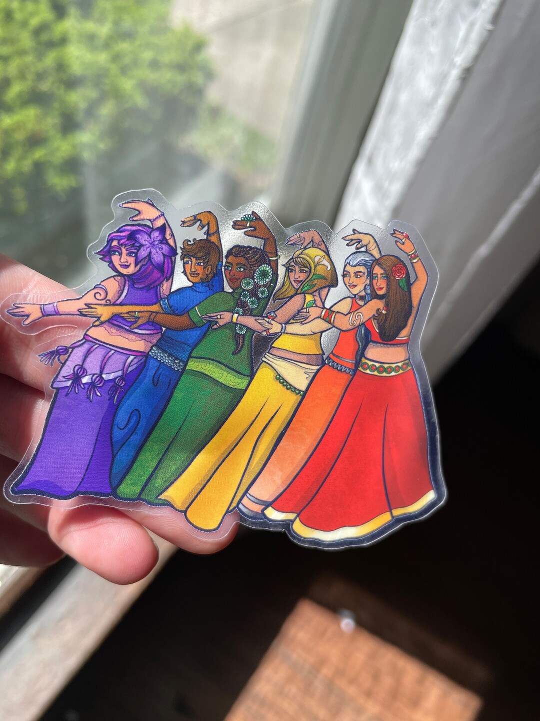 Clear Rainbow Belly Dancers Sticker Art by Lacy Chenault Belly Dance ...