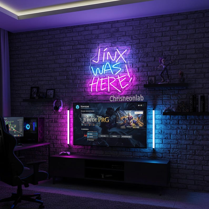 Jinx Was Here Neon Sign, Cartoon Neon Light, Anime Character Wall ...