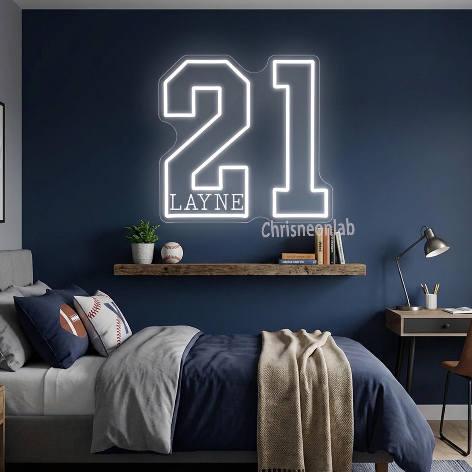 Custom Name & Sport Number Neon Sign| Personalized Jersey Number Sign ...