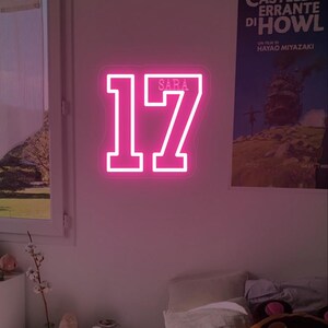 Custom Name & Sport Number Neon Sign| Personalized Jersey Number Sign ...