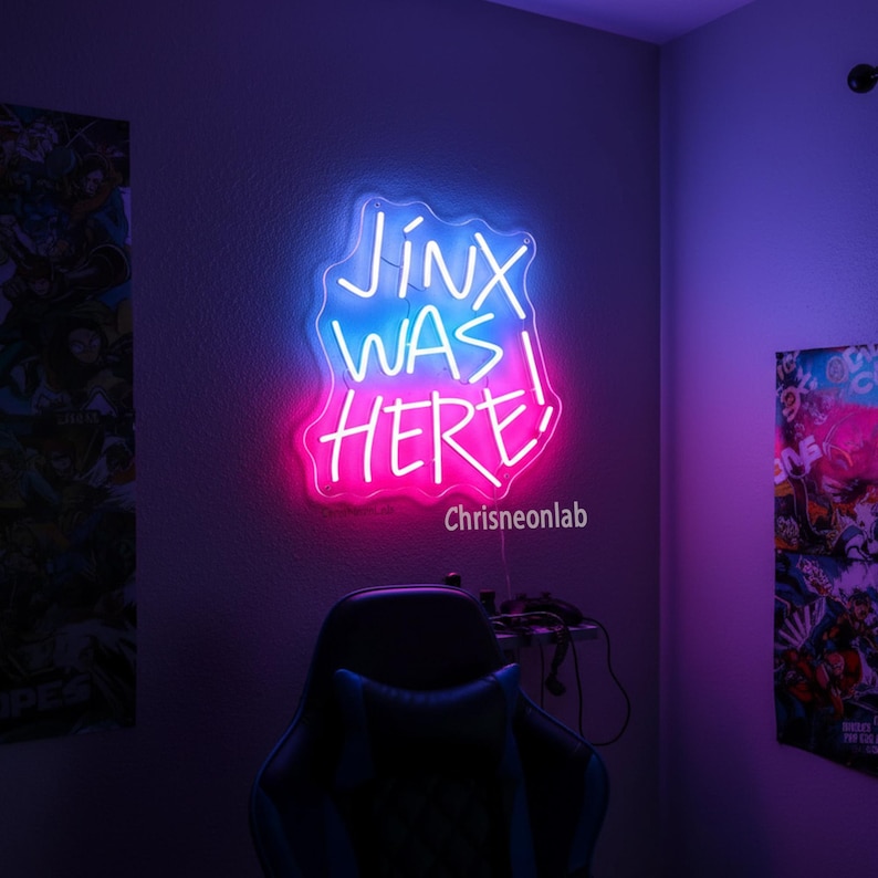 Jinx Was Here Neon Sign, Cartoon Neon Light, Anime Character Wall ...