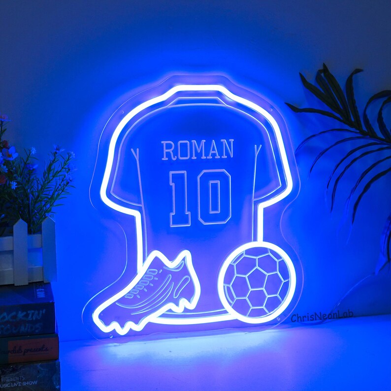 Custom Soccer Ball Neon Sign, Personalized Soccer Number Neon Sign ...