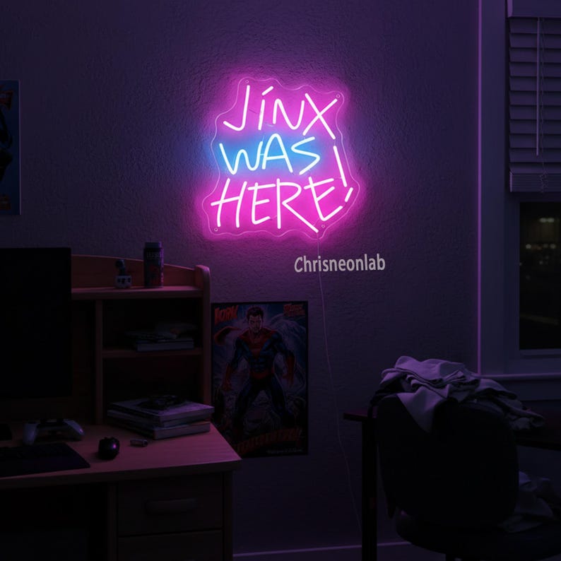 Jinx Was Here Neon Sign, Cartoon Neon Light, Anime Character Wall ...