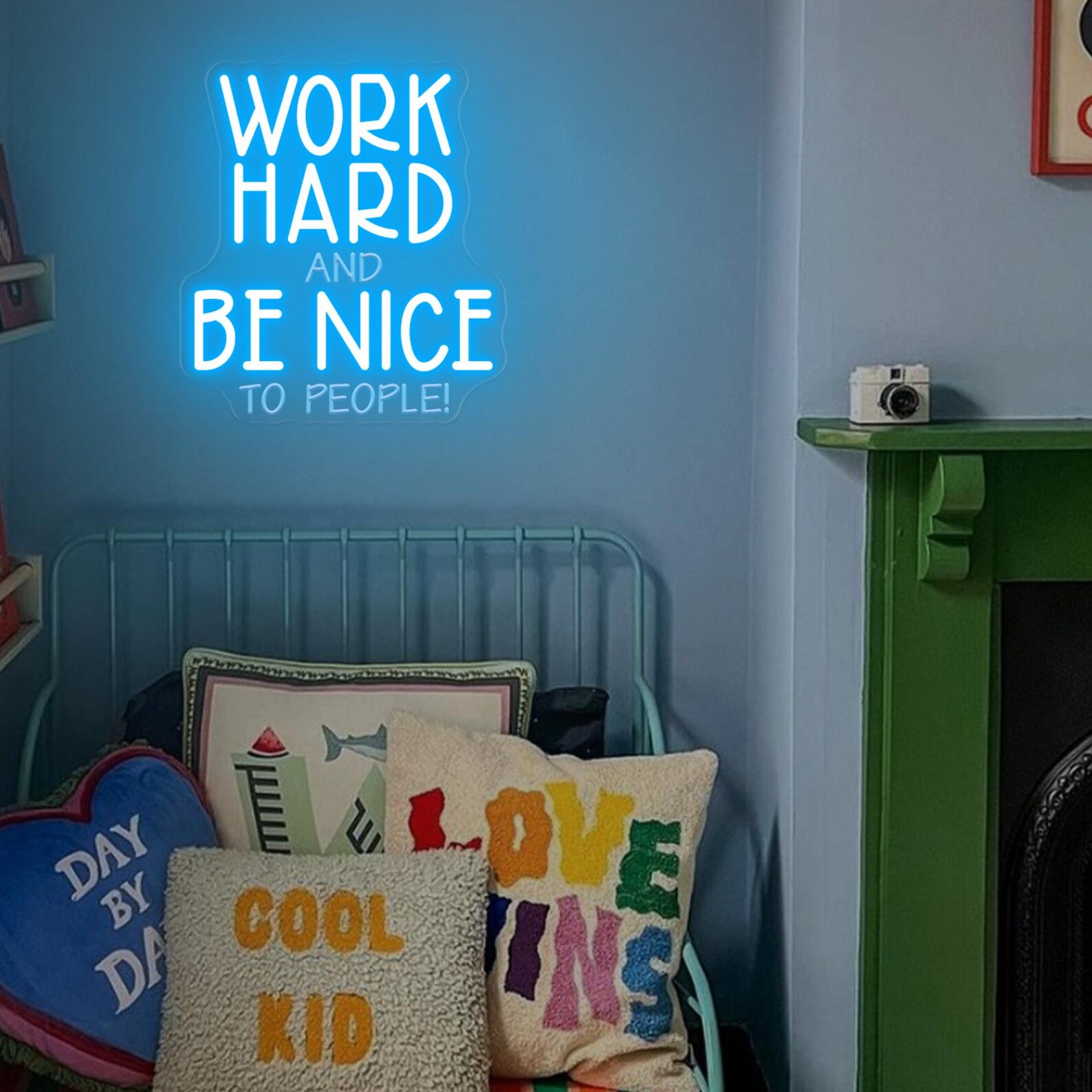 Work Hard & Be Nice to People Neon Sign, Positive Quote Neon Light ...