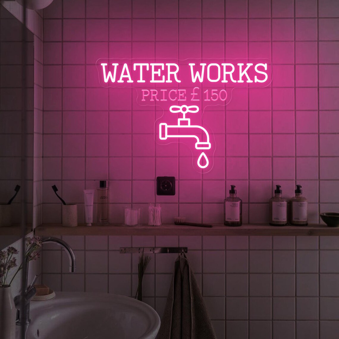 Water Work Neon Sign| Custom Property Home Decor| Minimalistic Funny ...