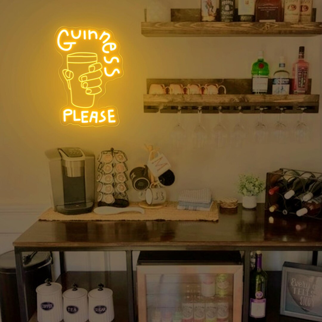 Guinness Please Neon Sign, Guinness Neon Light, Beer Bar Neon Sign ...