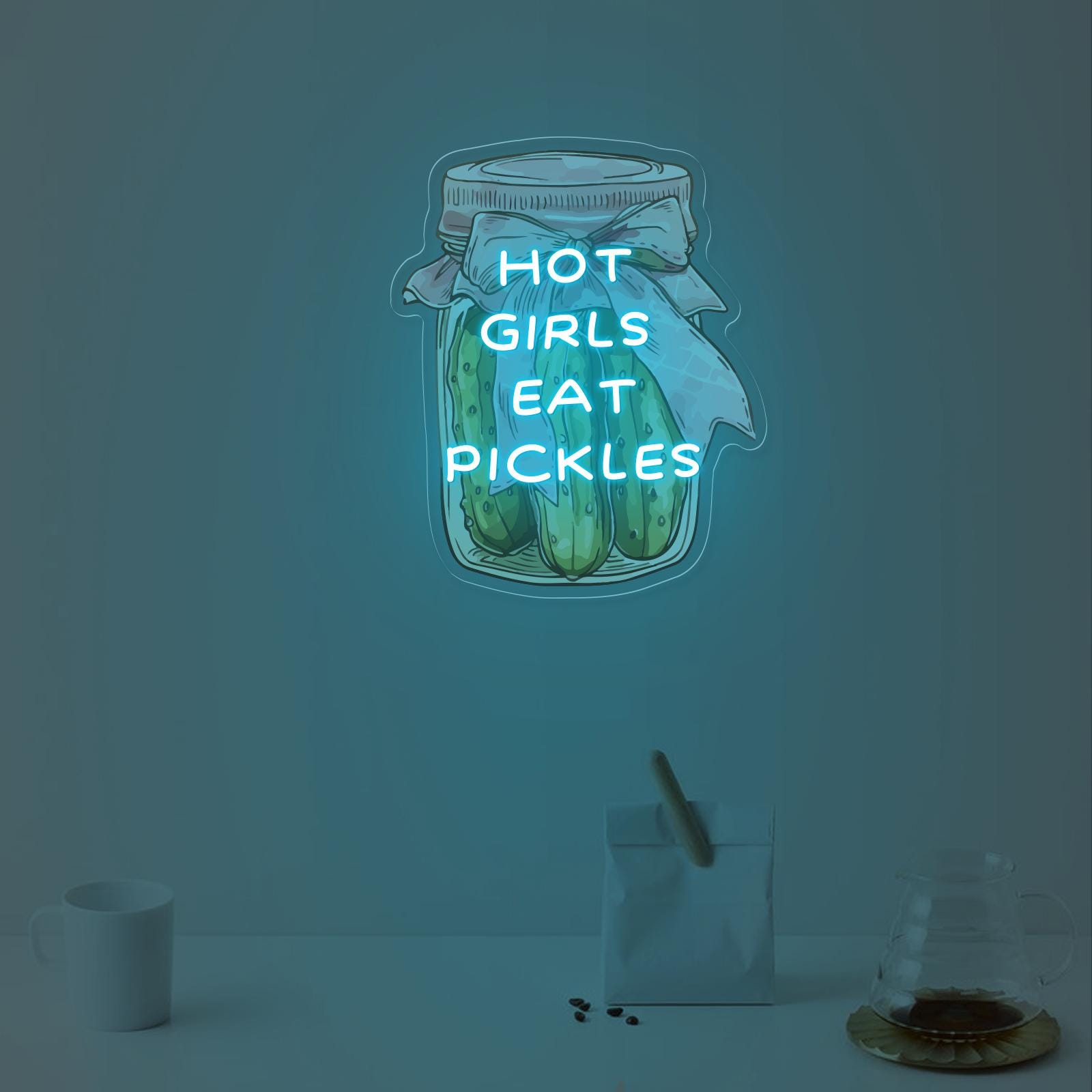 Hot Girls Eat Pickles Neon Sign| Cute Trendy Pickle Lover Sign| Funny ...