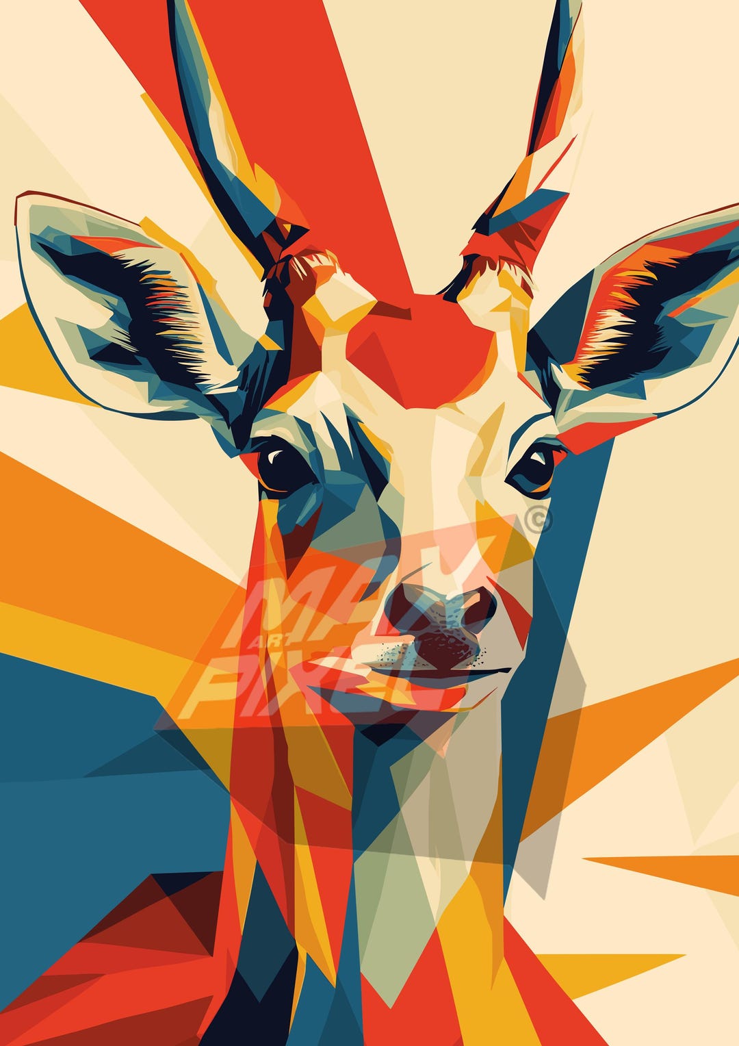 Modern Gazelle Pop Art Poster: Digital Vector Print for Stylish Wall ...