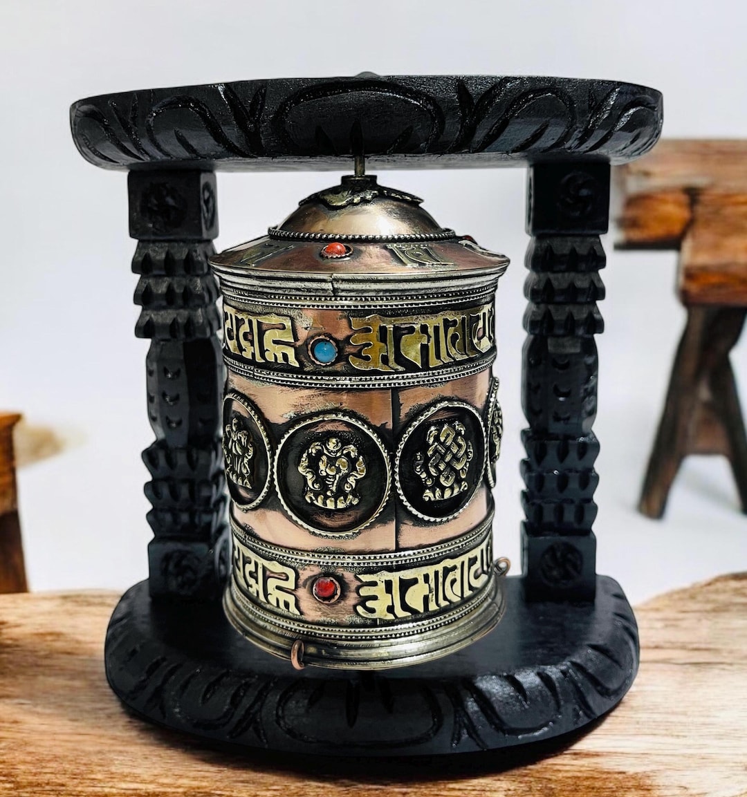 Handmade Buddhist Wall Prayer Wheel With Om Mani Padme Hum ...