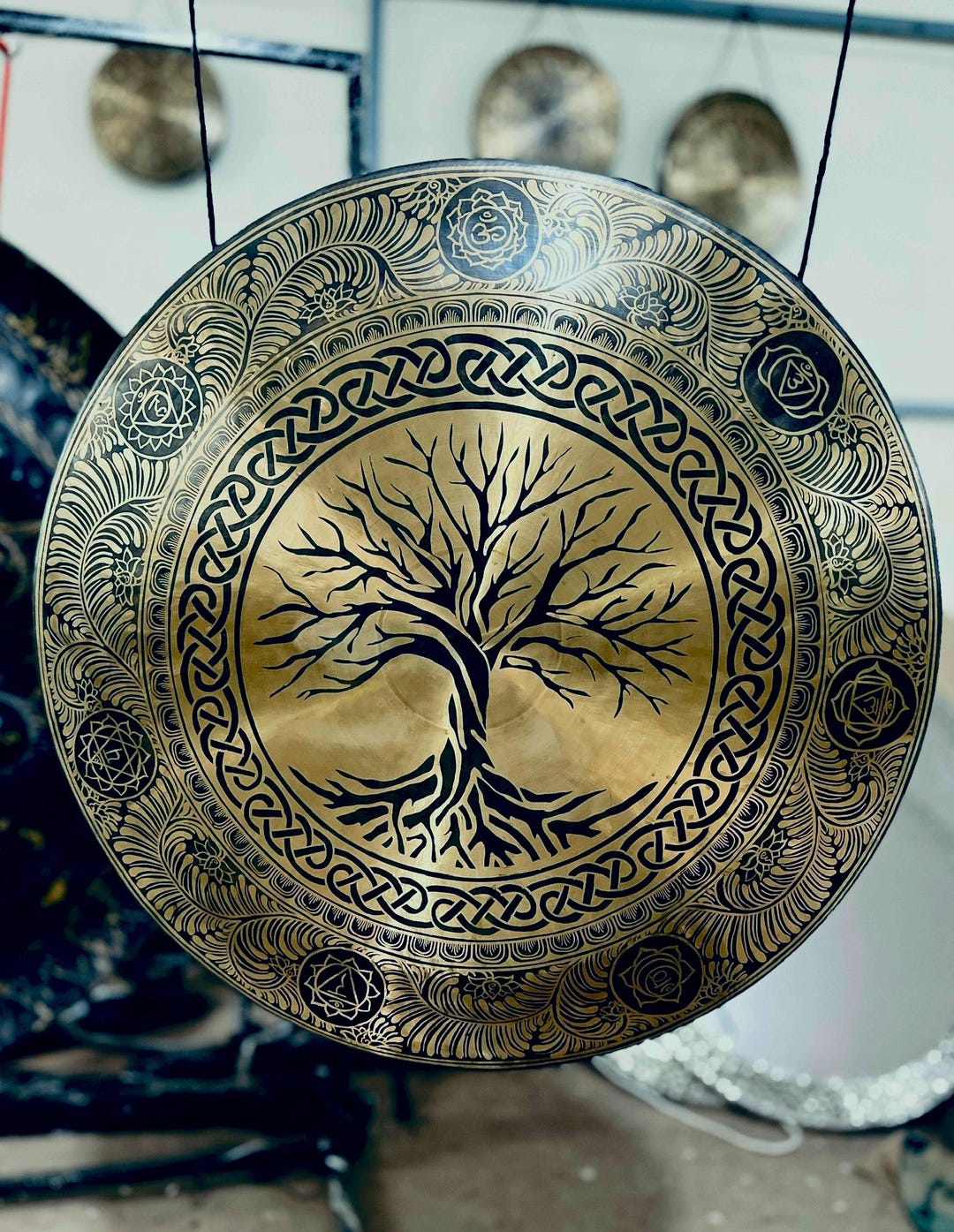 Handcrafted Tibetan Gong: Tree of Life Sound Healing, Meditation - Etsy