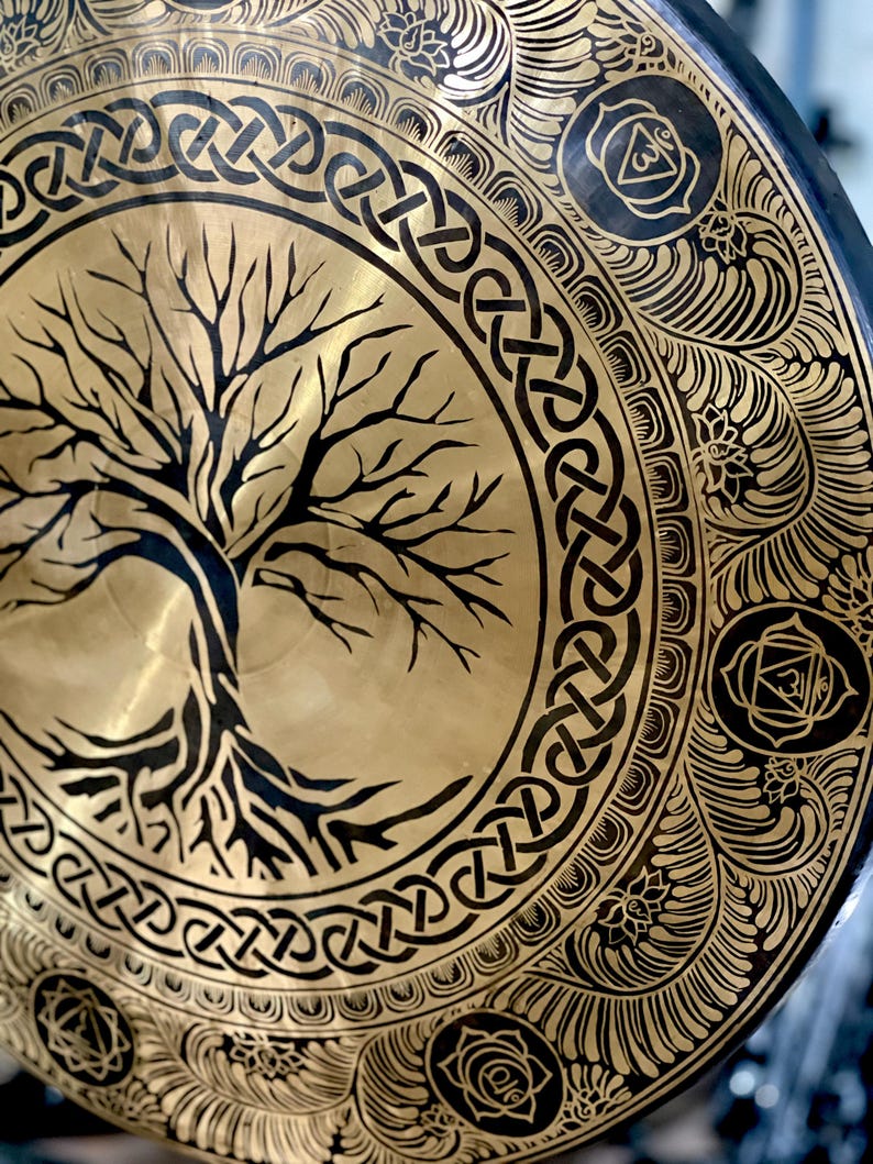 Handcrafted Tibetan Gong: Tree of Life Sound Healing, Meditation - Etsy
