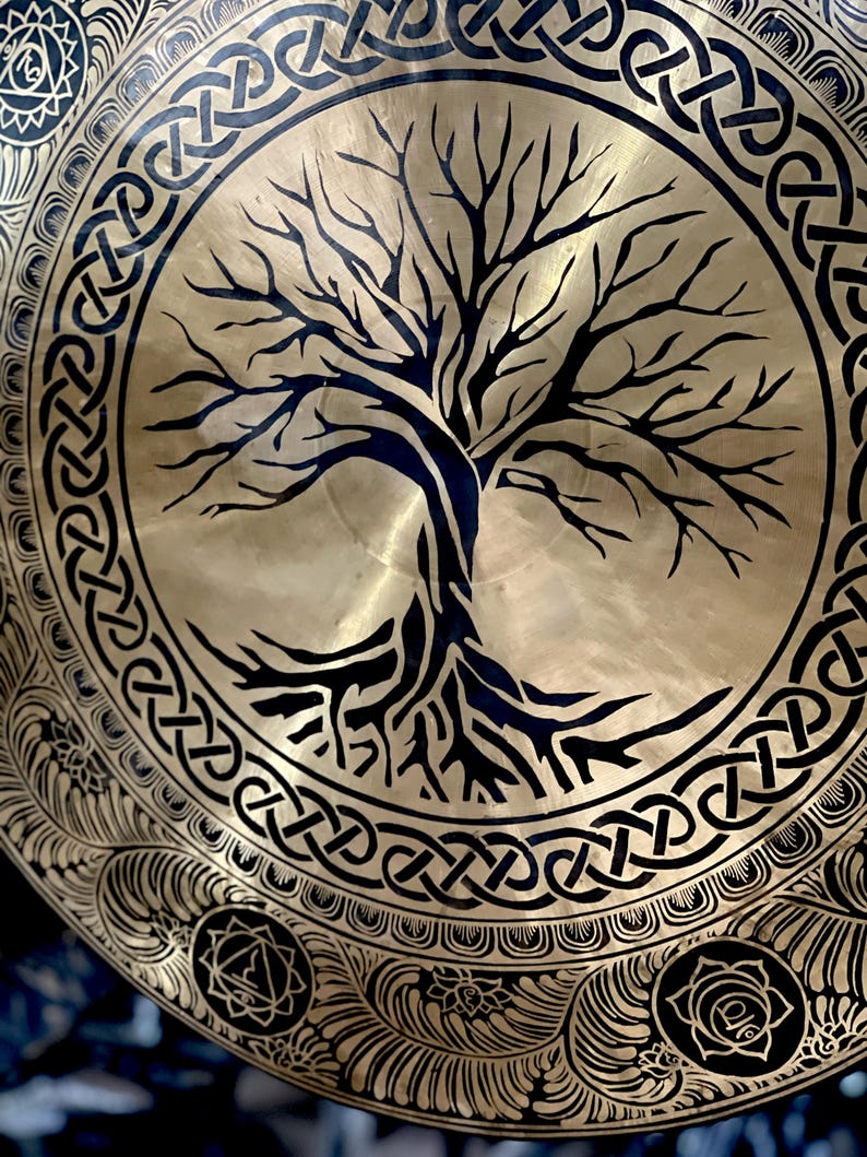 Handcrafted Tibetan Gong: Tree of Life Sound Healing, Meditation - Etsy